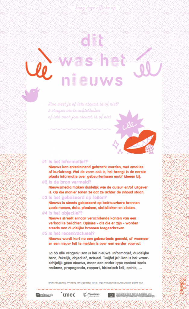 Nieuws in de Klas » Affiche: Wat is nieuws?